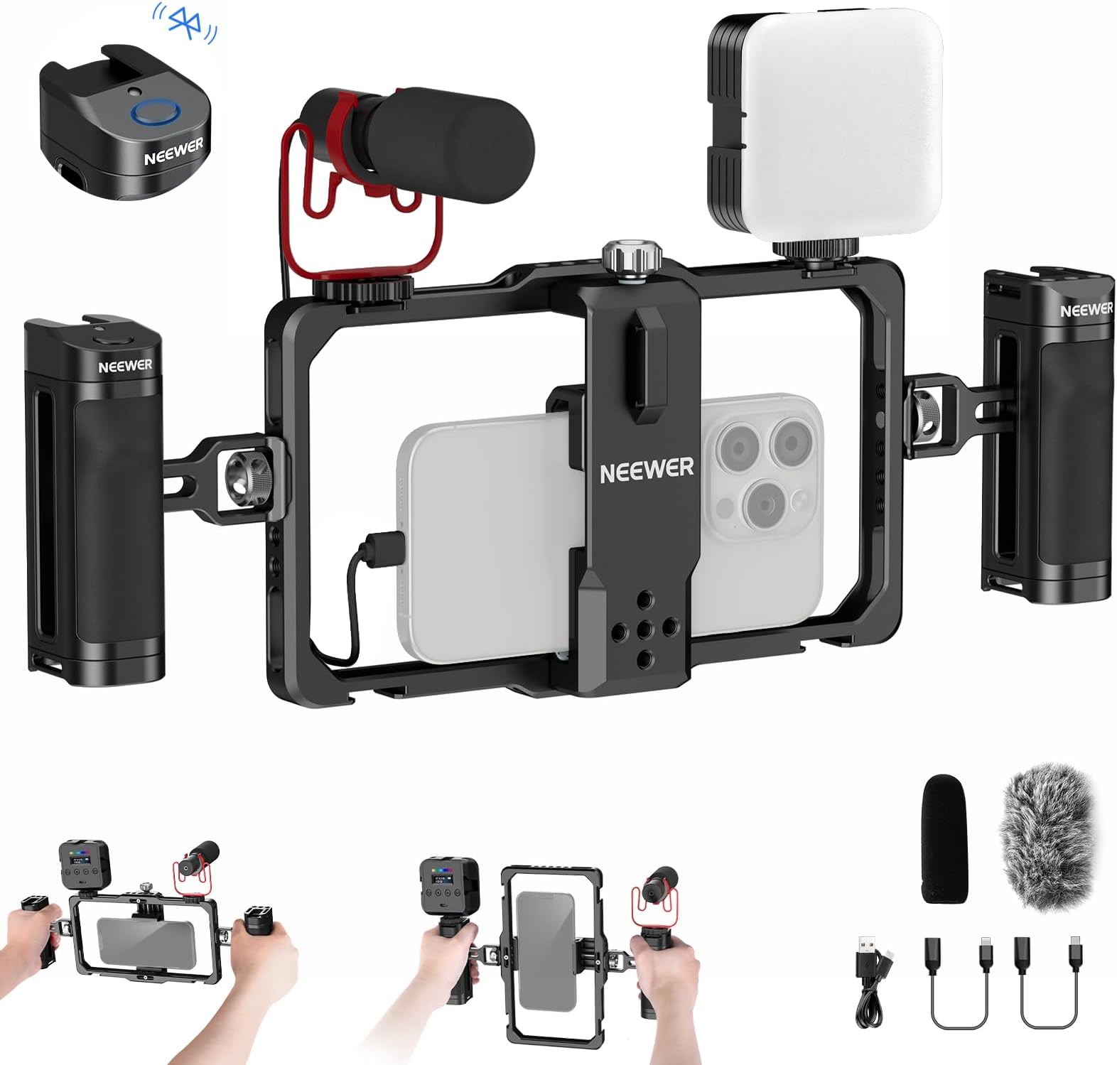 Amazon.com: NEEWER Universal Phone Cage Stabilizer Video Rig Lighting ...