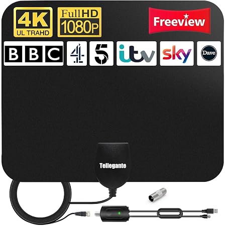 TV Aerial Indoor - Amplified Digital Indoor TV Aerial 250+ Miles Long ...