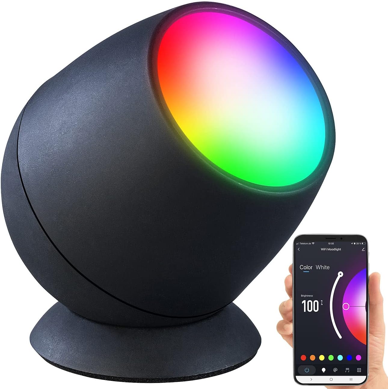 Luminea Home Control Licht: Smarte WLAN-Stimmungsleuchte, RGB-CCT-LEDs ...