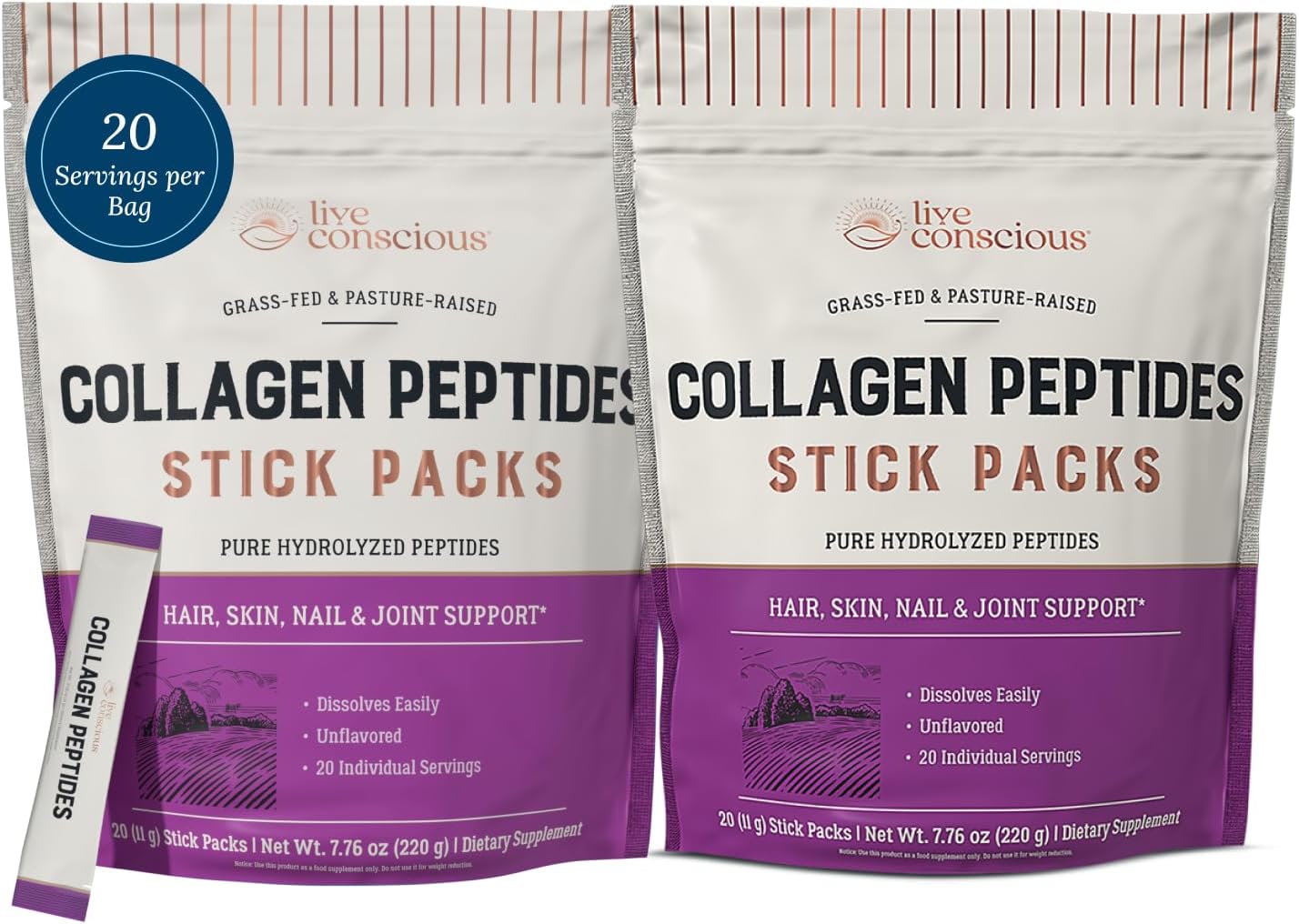 Amazon.com: Live Conscious Collagen Peptides Powder Unflavored Packets ...