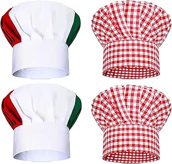 Amazon.com: EVKILKJS 4 Pieces Italian Flag Chef Hats Set Adjustable ...