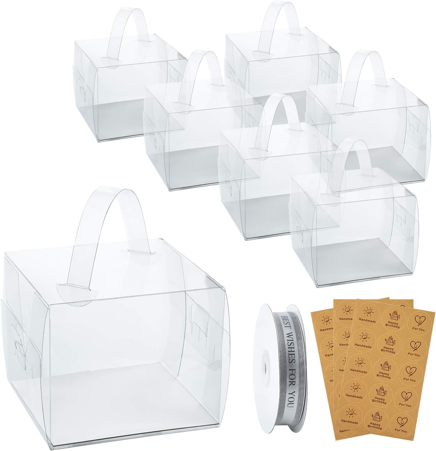 Amazon.com: 10Pcs Clear Cake Boxes Carrier Packaging for 3/4 Inch Cake ...