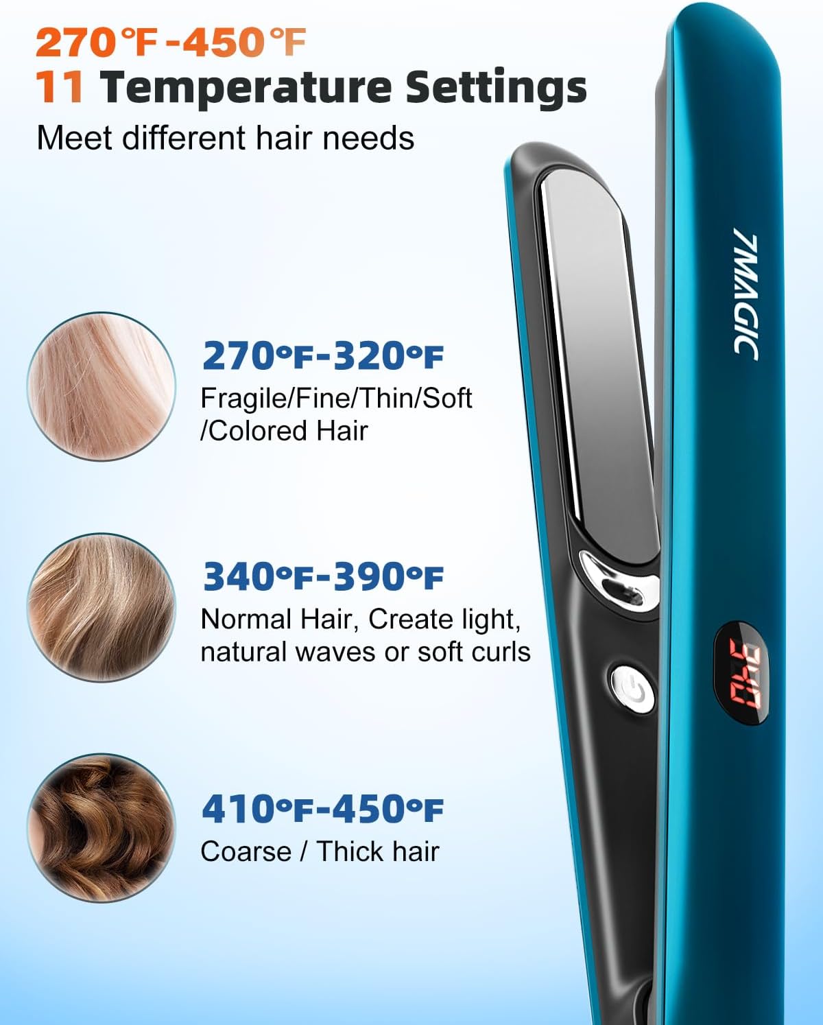 Plancha de pelo de iones negativos, plancha de pelo de cerámica con LCD ...
