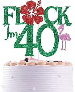 Amazon.com: Green Glitter Flock I'm 40 Cake Topper, Happy 40th Birthday ...