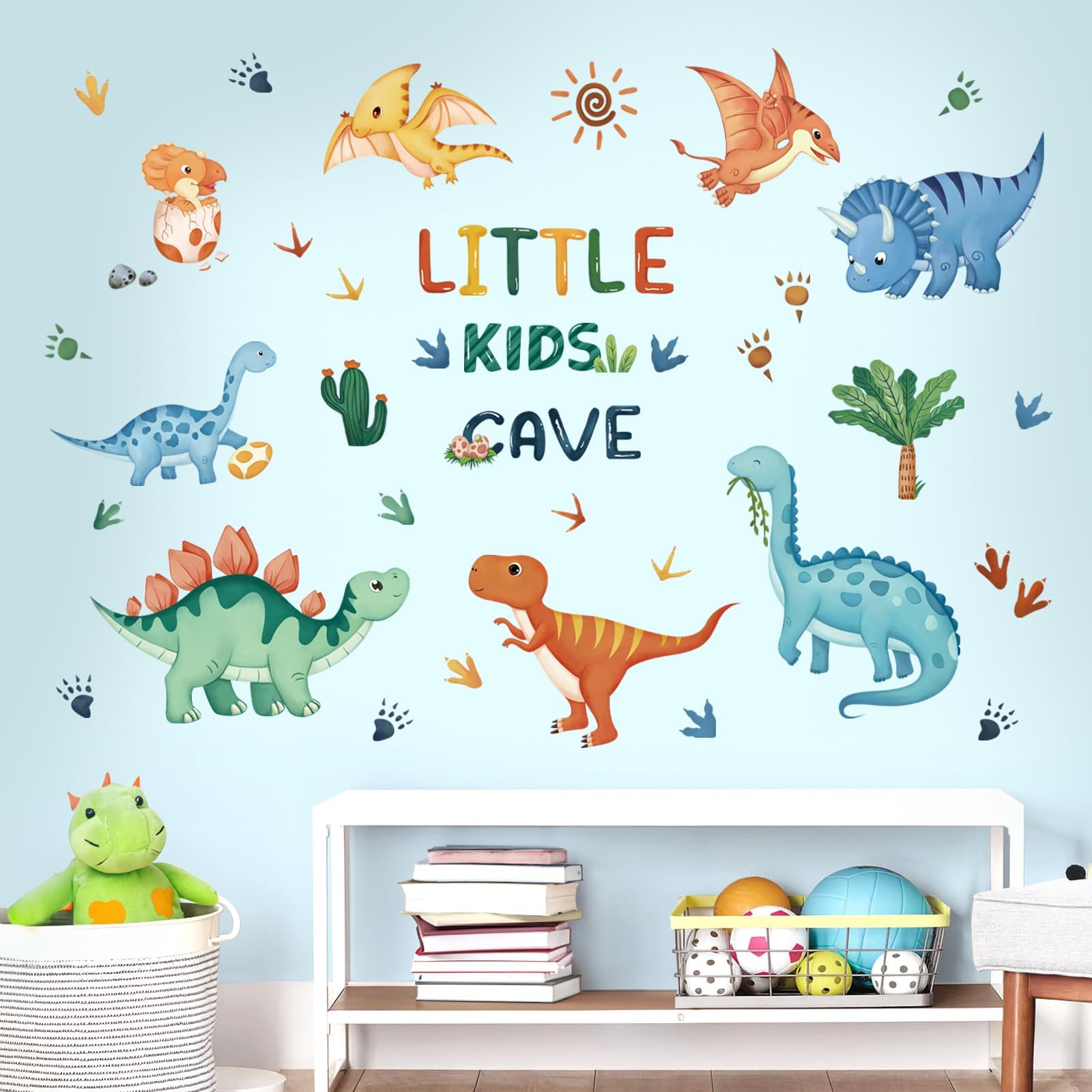 Amazon.com: Amimagen Dinosaur Wall Stickers - Volcano Cave Dino Eggs ...