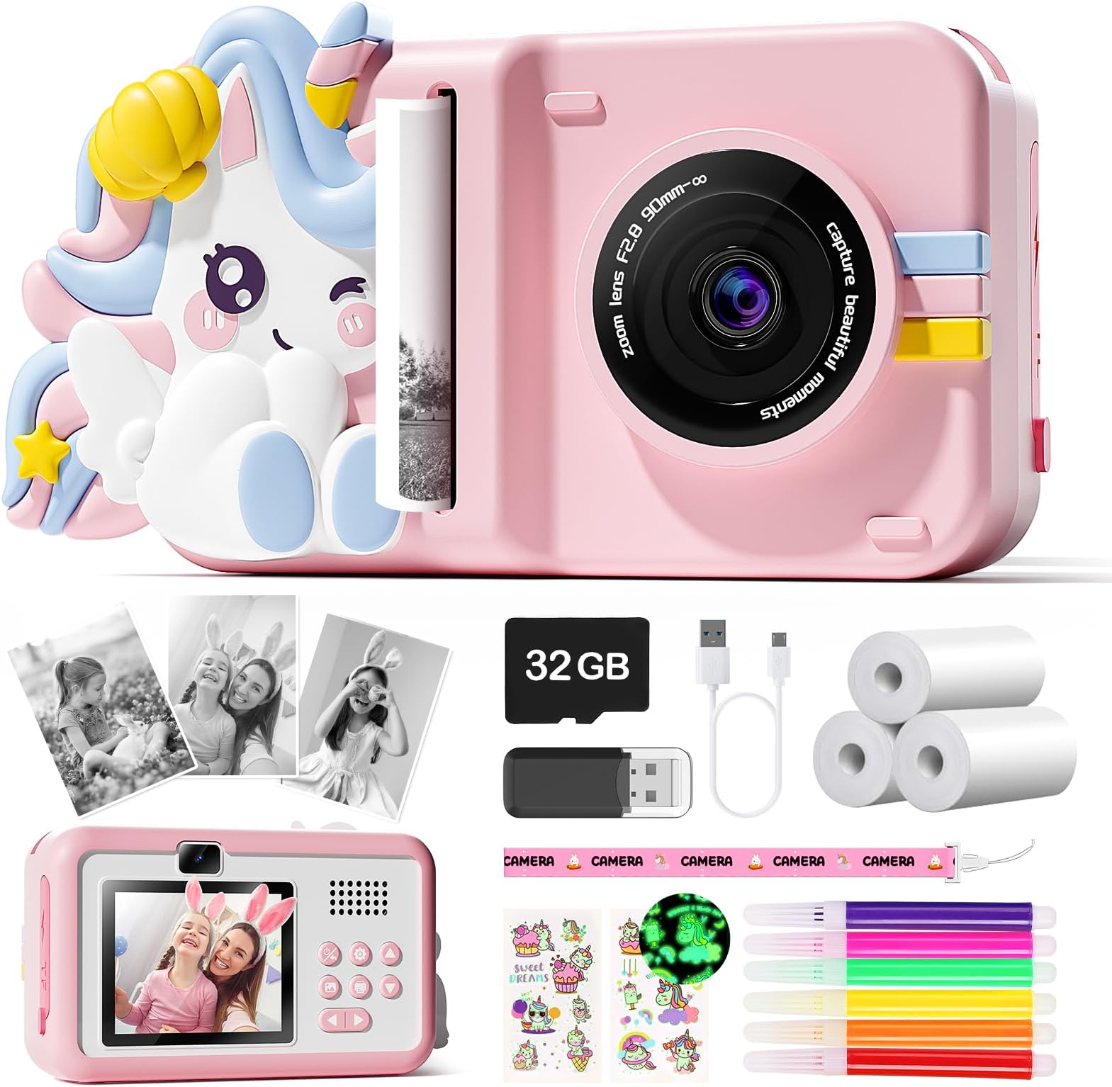 Skirfy Kids Camera Instant Print,Kids Selfie Video Camera Toddler 7-12 ...