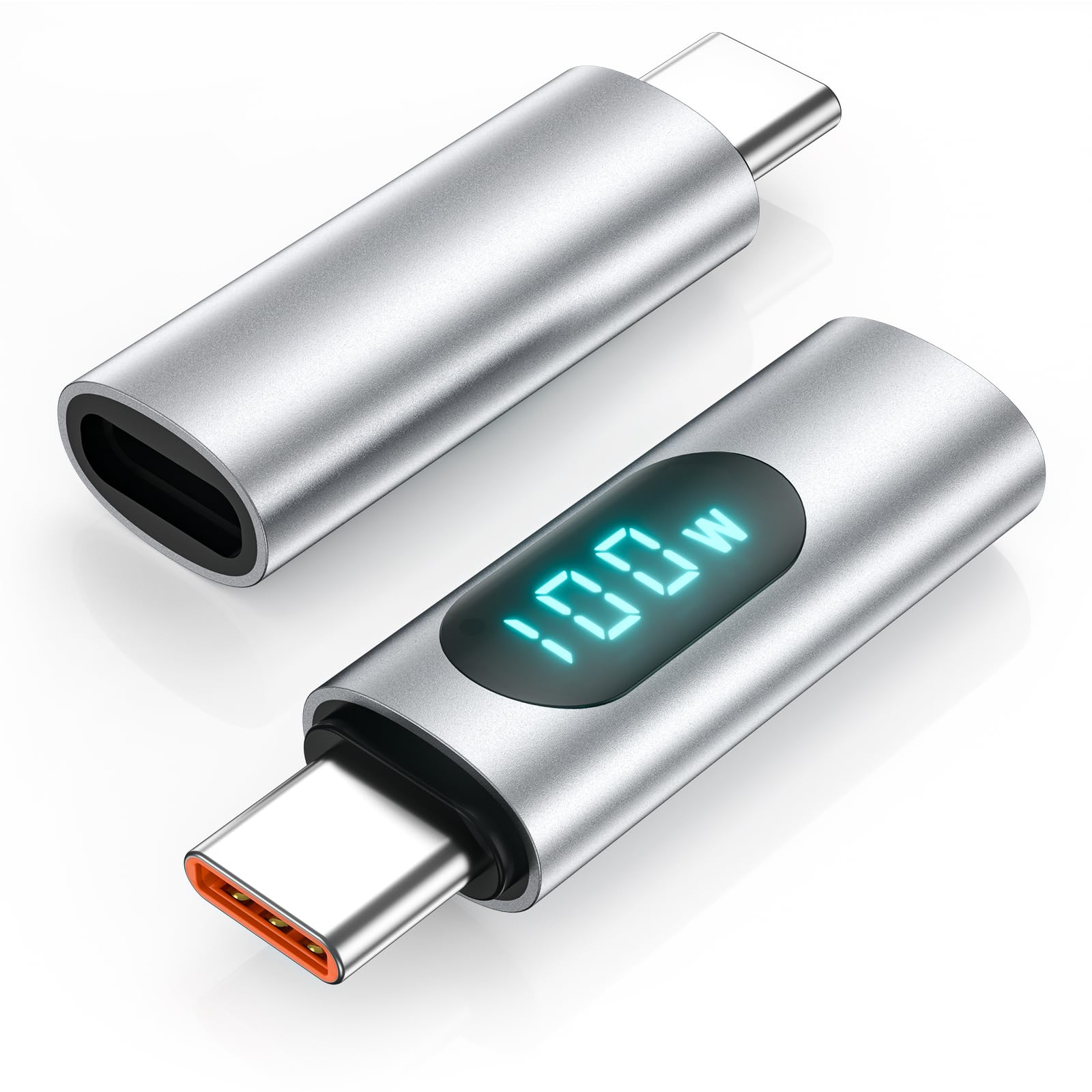 Snapklik.com : GUUGEI USB C Adapter LED Wattage Display 2Pack Silver PD ...