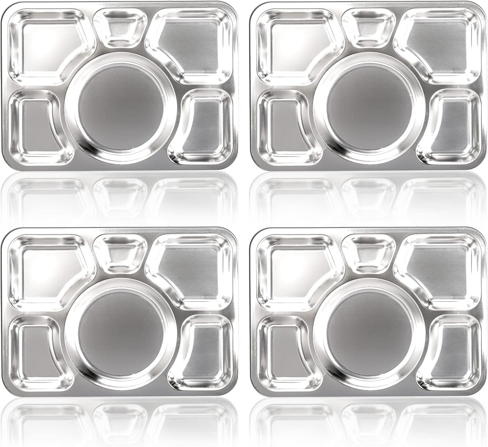 Tebery 3 Pack Stainless Steel Rectangular Divided Plates Tray, 5 ...