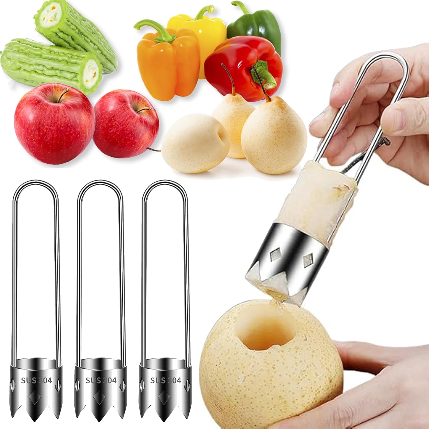 Amazon.com: Red Bell Pepper Seed Corer, 2024 Upgraded Stainless Steel ...
