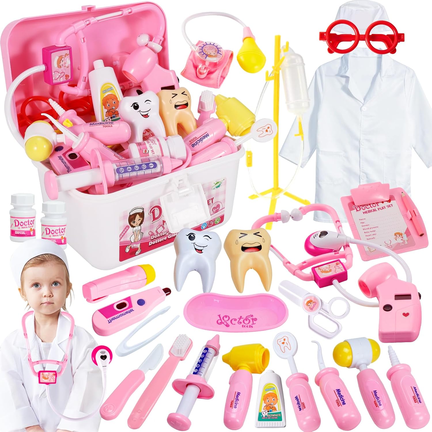 HERSITY Kids Doctors Kit Toy Medical Playset Nurses Costume Role Play ...
