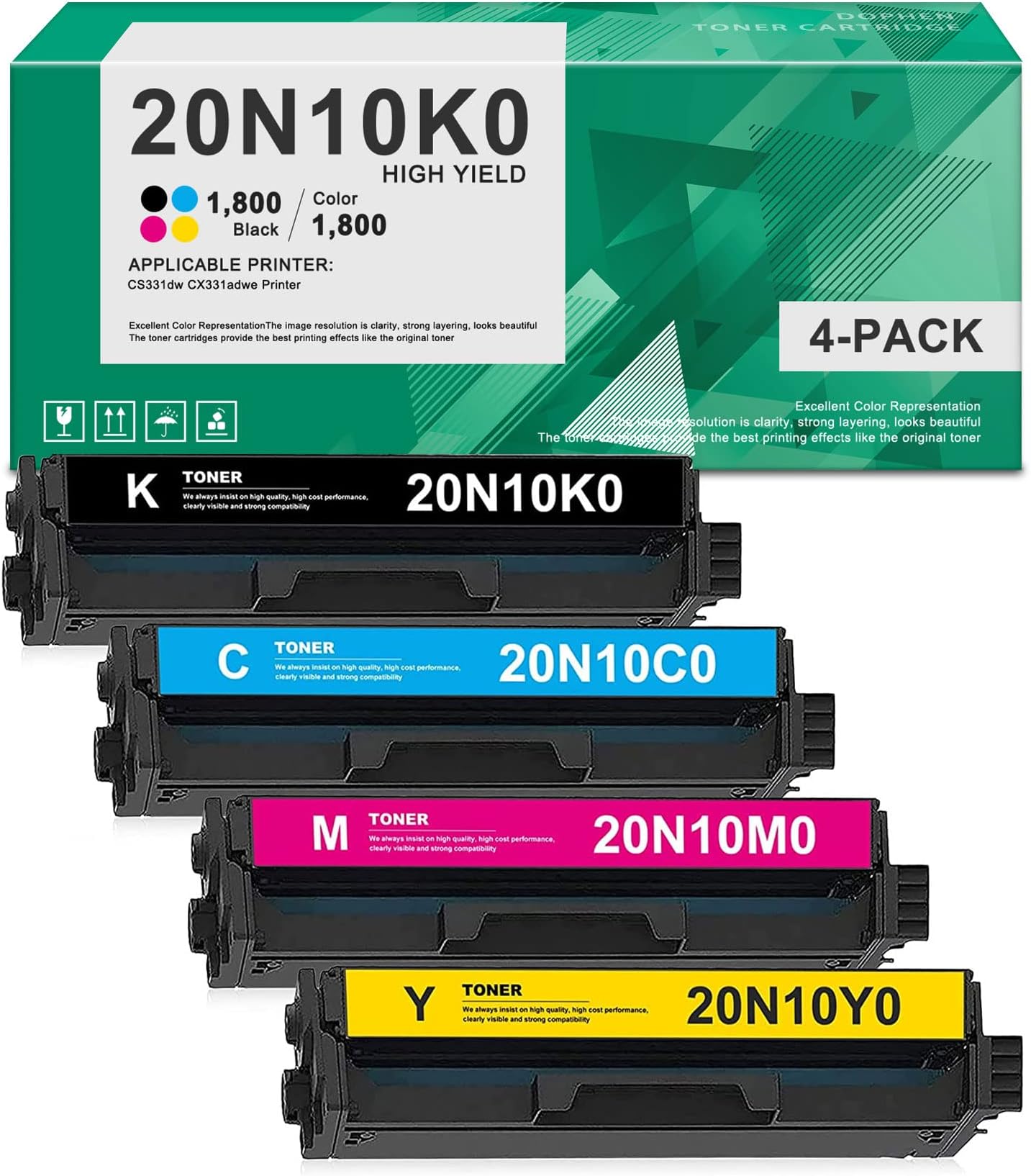 Amazon.com: CS331 CX331 Toner Cartridge Set: Dophn 4 Pack 20N10K0 ...