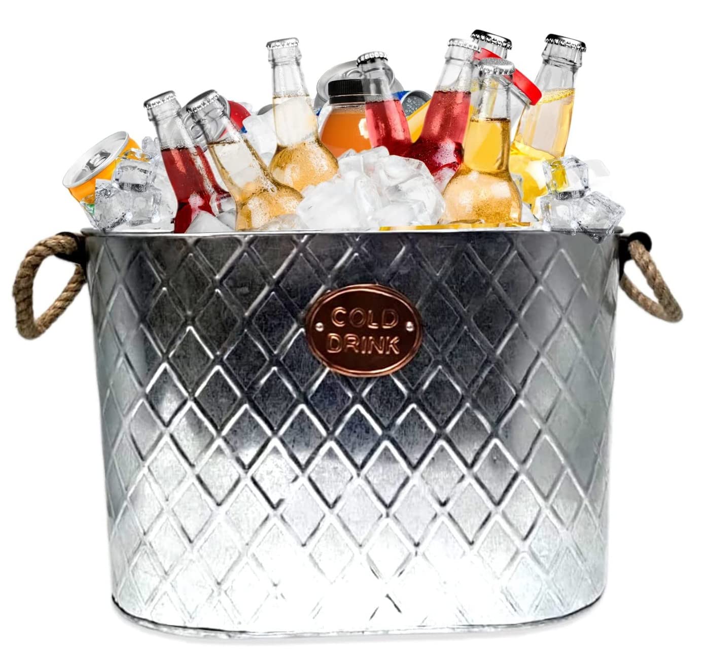 Trendi Drinks Pail with Rope Handles - Party Tub, Beer Cooler, Drinks ...