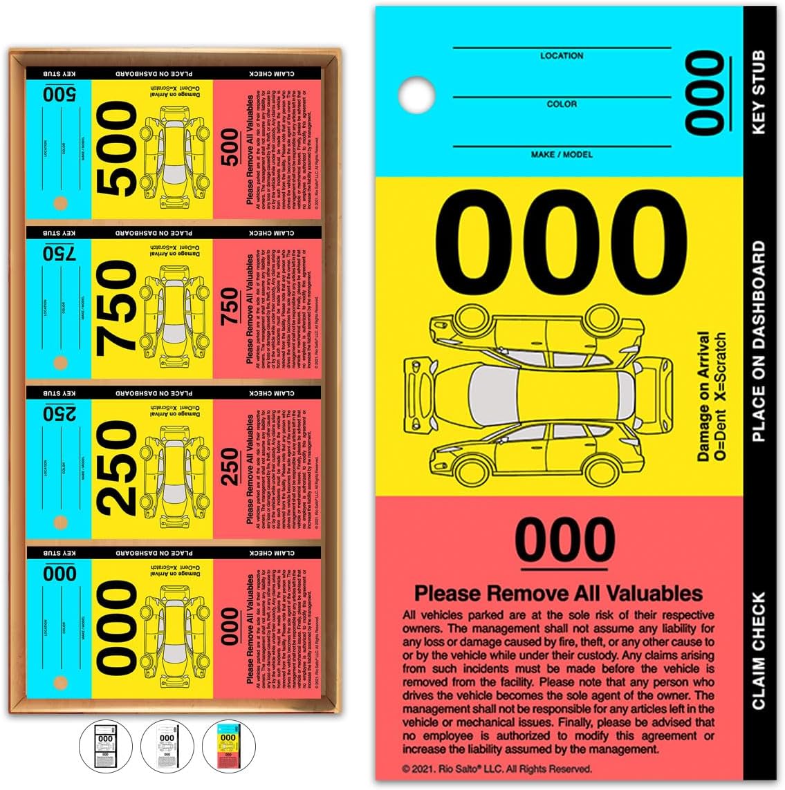 Amazon.com : Rio Salto 3 Part Valet Parking Tickets Perforated ...