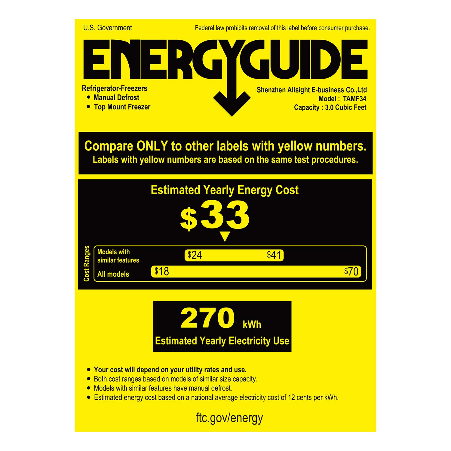 TECCPO Mini Fridge with Freezer, 3.0 Cu.Ft. 2 Reversible Door Mini ...