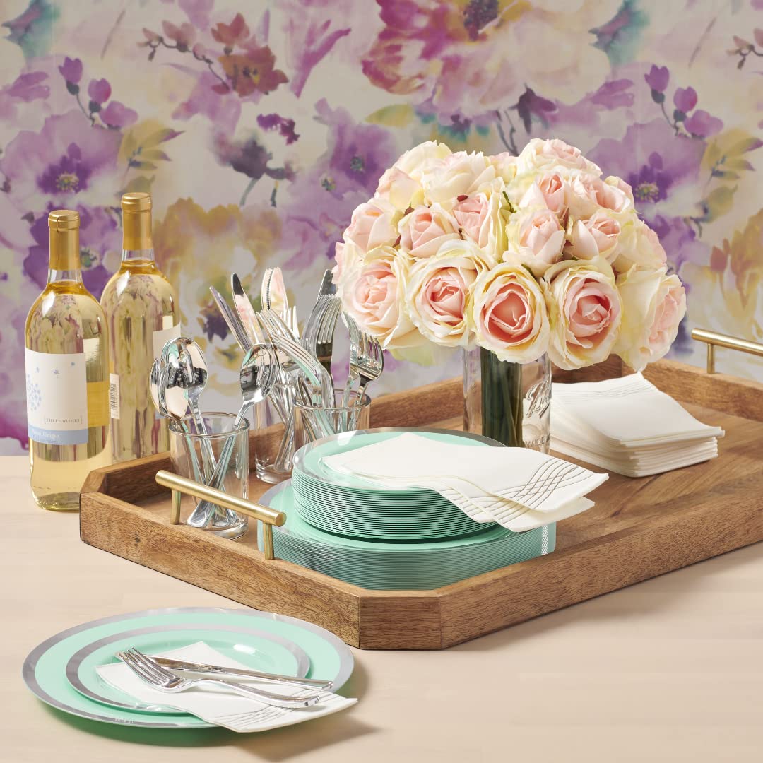 By Madee: HEAVYWEIGHT 100 PCS Blue Plastic Plates for Party - 50 Dinner ...