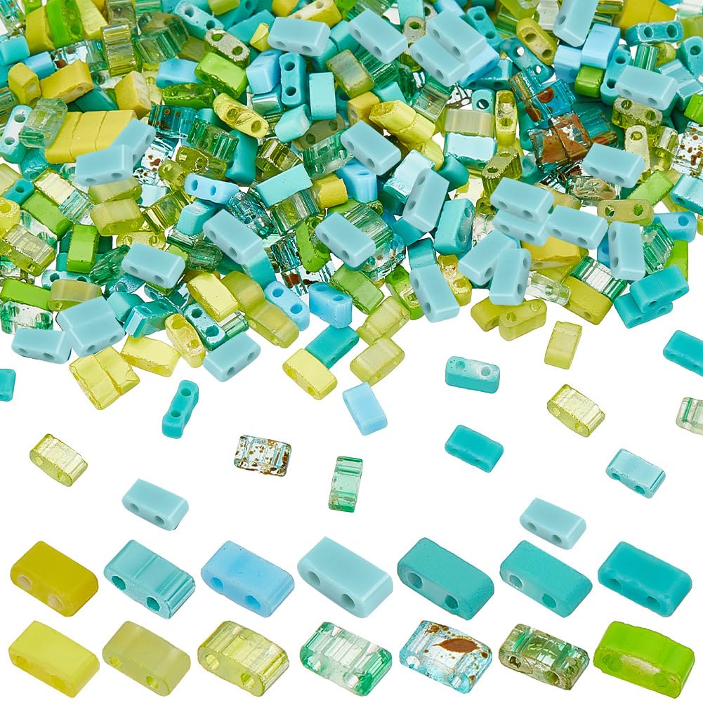 Amazon.com: PH PandaHall 420pcs 14 Green Colors Half Tila Beads, 2-Hole ...