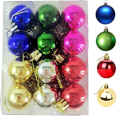 Amazon.com: 24 Pack Multicolor Mini Ball Ornaments Balls Set of 8 Color ...