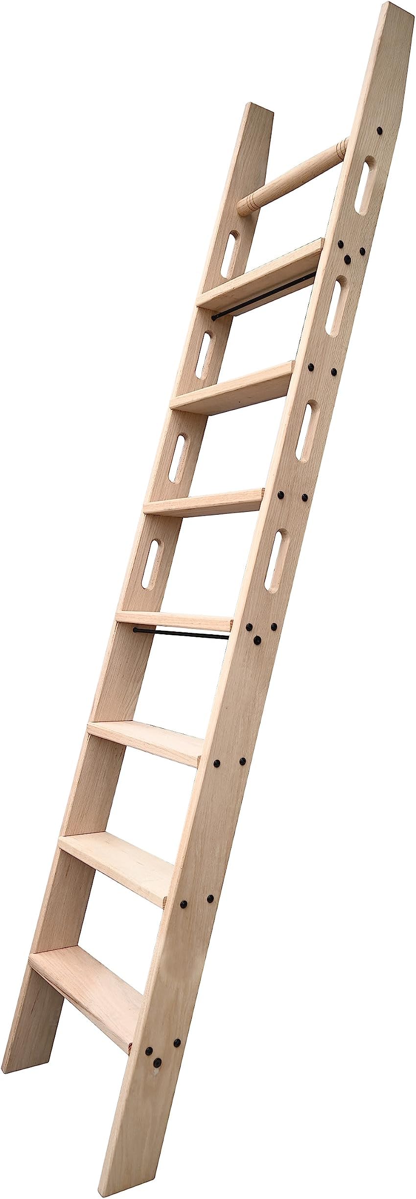 Amazon.com: 104RDHOUSE 87" Sliding Library Ladder,Rolling Ladder Wooden ...