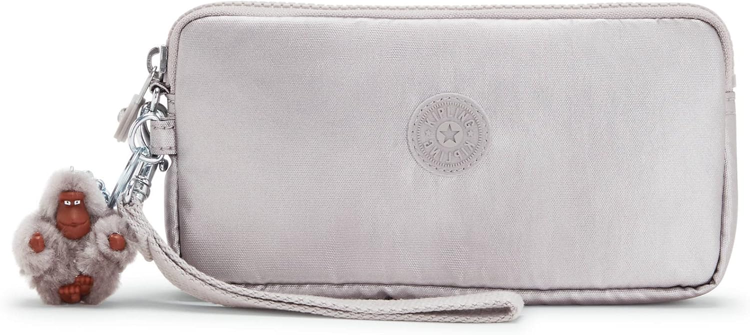 Amazon.com: Kipling Lowie Metallic Wristlet Wallet Smooth Silver ...