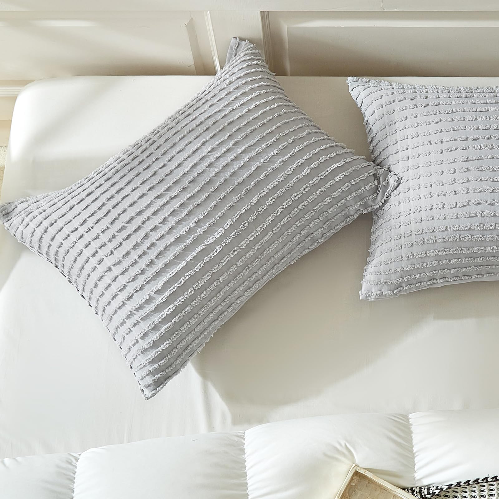 WARMDERN Grey Pillow Covers Queen Standard Pillow Cases Soft Microfiber ...