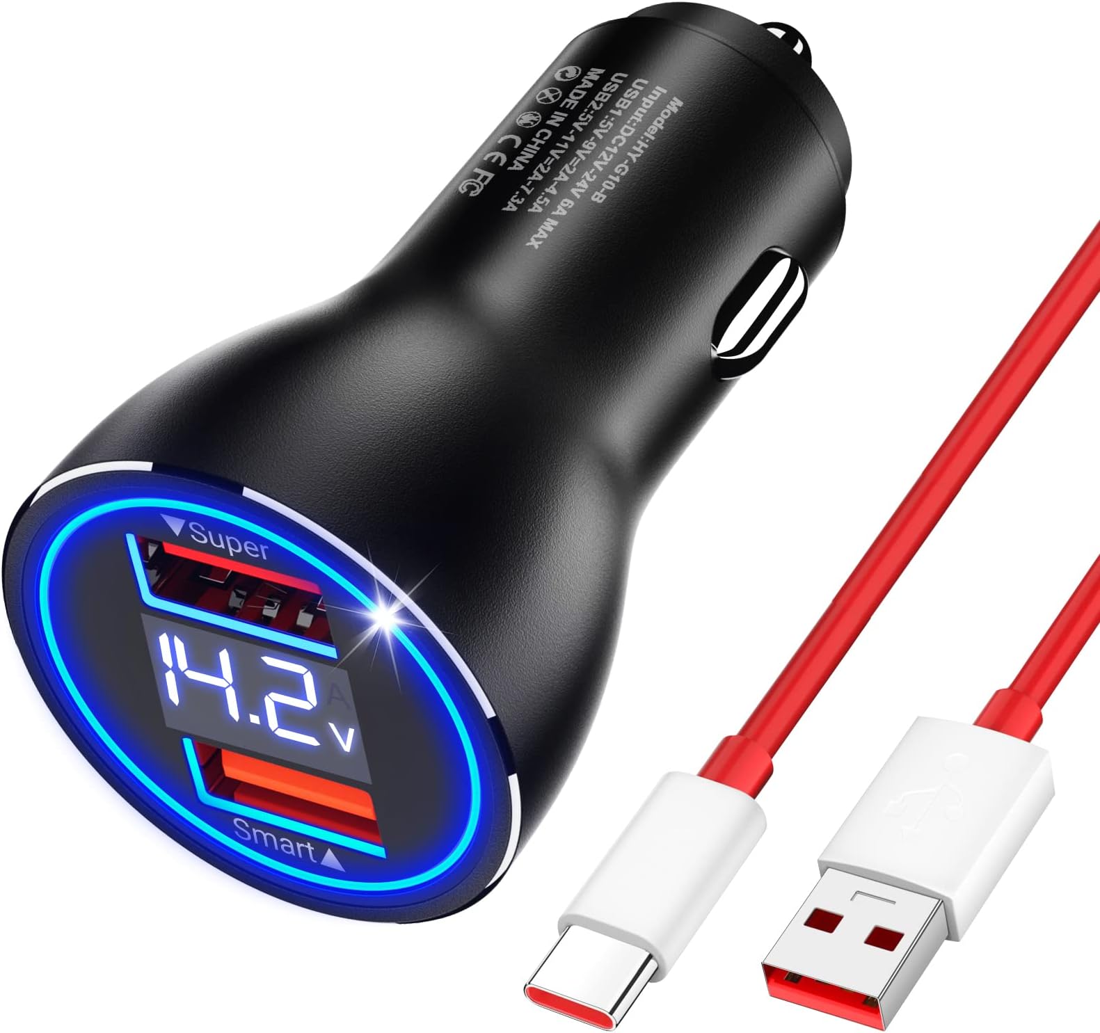 Amazon.com: 80W USB Car Charger for OnePlus 12R 12 Open 11 SUPERVOOC ...