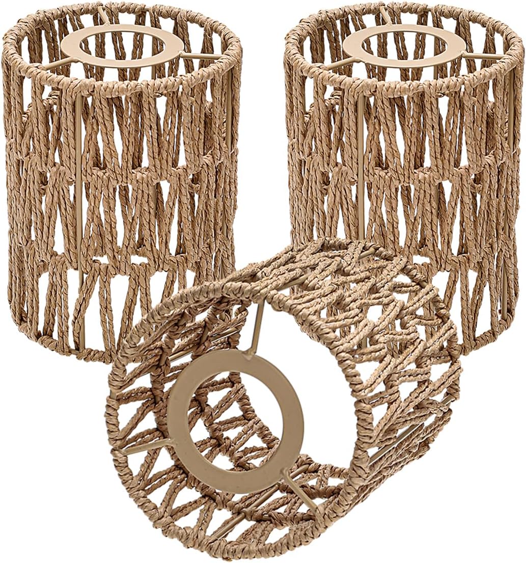 3 Pack Rattan Lamp Shade Small, Boho Mini Lamp Shades Replacement ...
