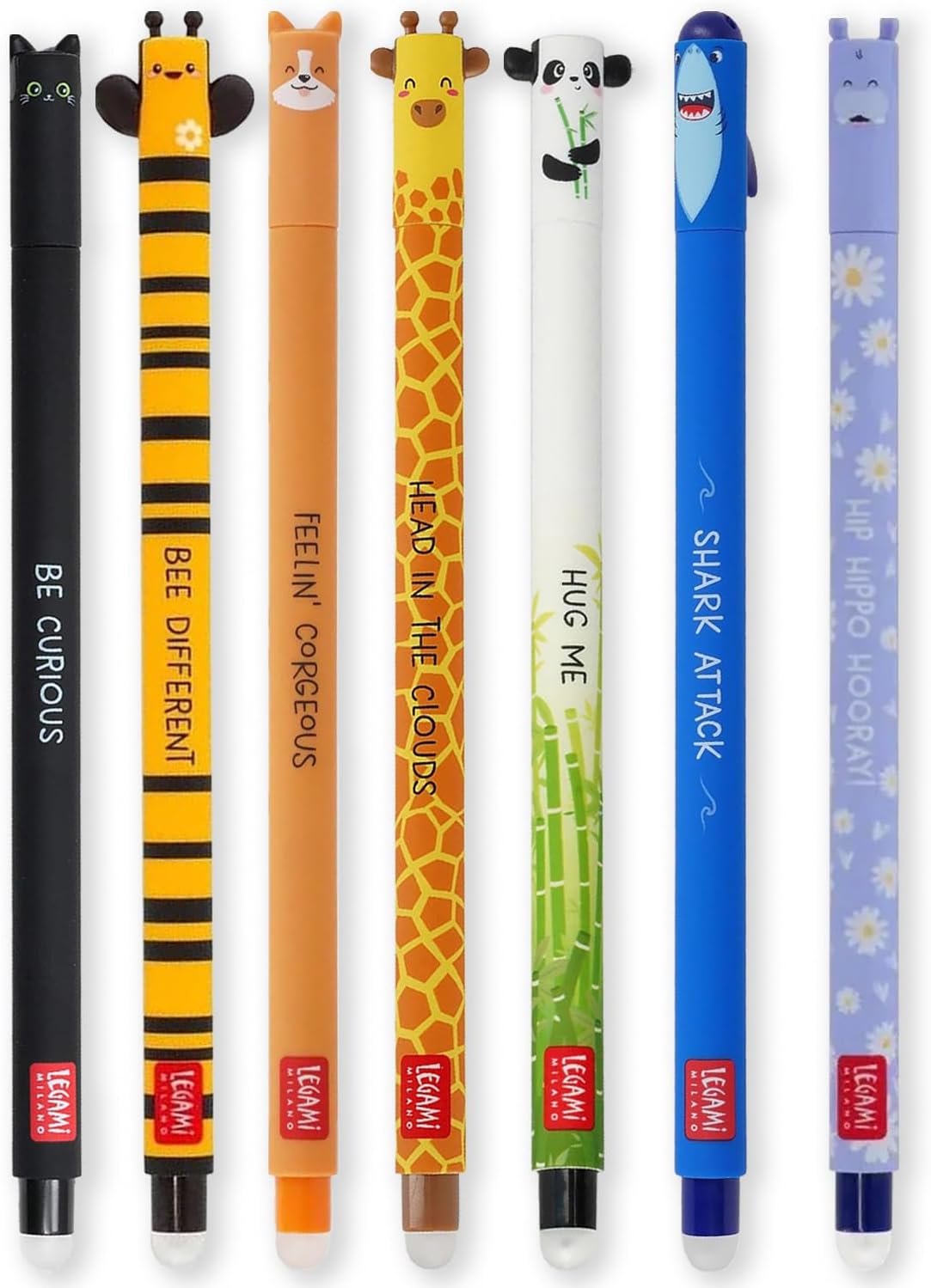 LEGAMI - Lot de 7 stylos gel effaçables + trousse lapin 2 en 1 – avec ...