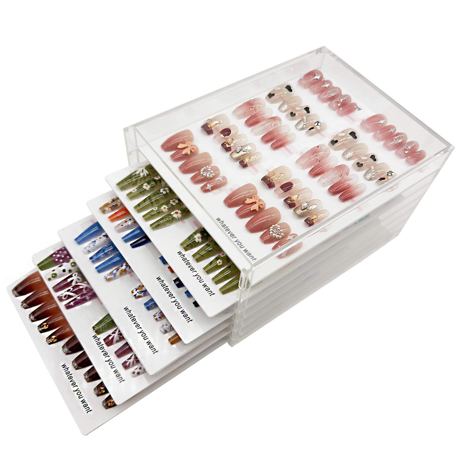 Amazon.com: Press On Nail Organizer 6 Layer Acrylic Press On Nail ...
