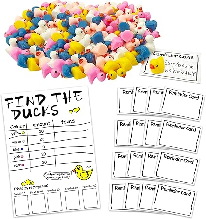 Amazon.com: SCQJPA 100pcs Hiding Mini Ducks with 19pcs Game Cards ...