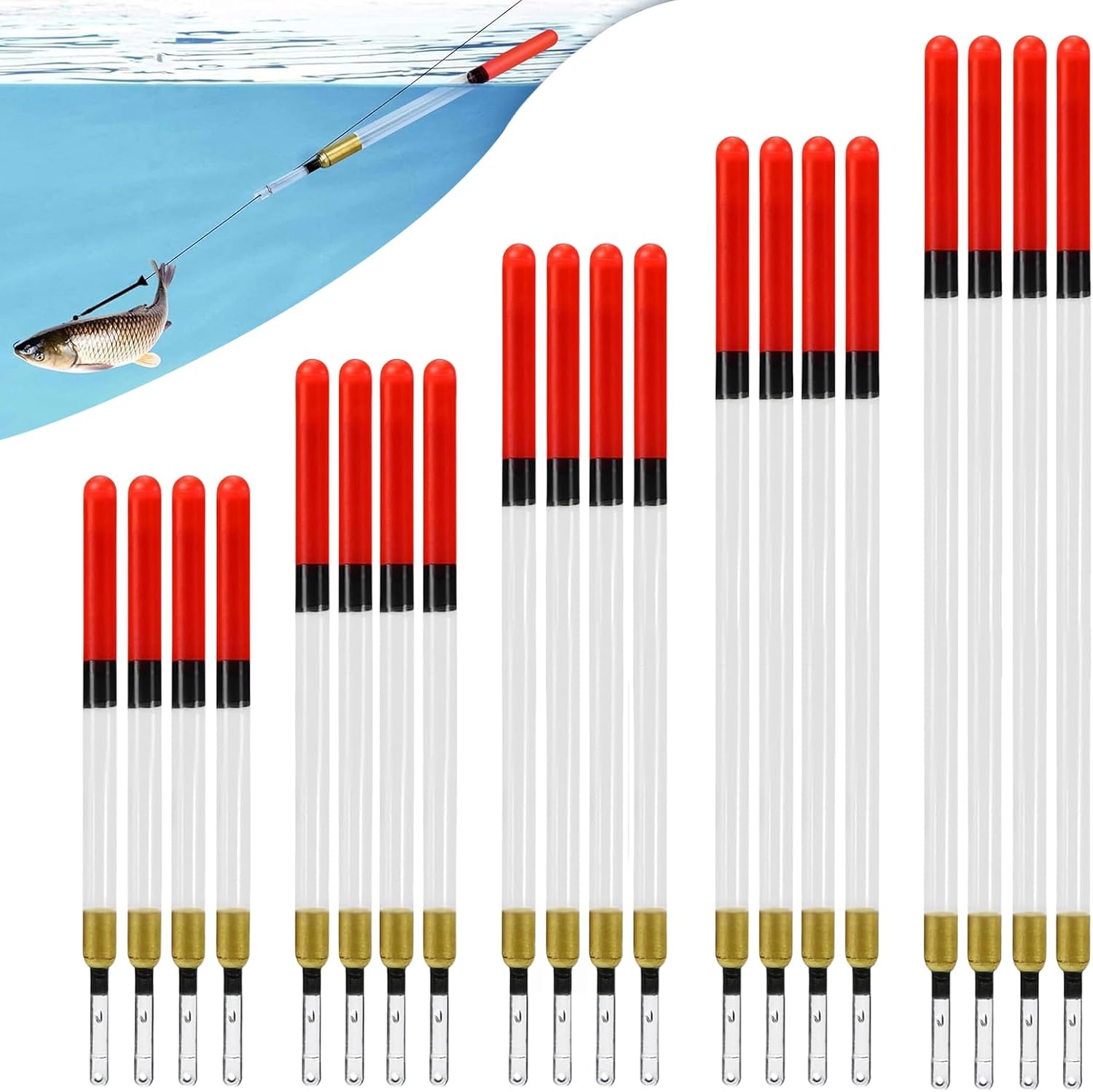 KRENIE Fishing Floats Tackle Wagglers Set: 20 Pcs Waggler Floats in 5 ...