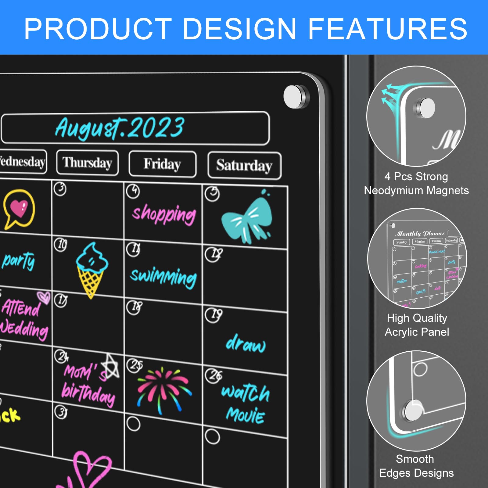 Snapklik.com : VOISEN Acrylic Magnetic Monthly And Weekly Calendar For ...