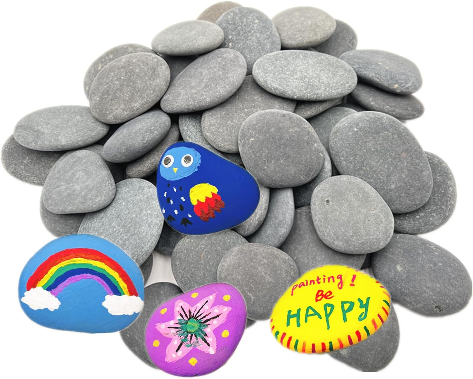 Amazon.com: lifetop 120PCS Painting Rocks, DIY Rocks Flat & Smooth ...