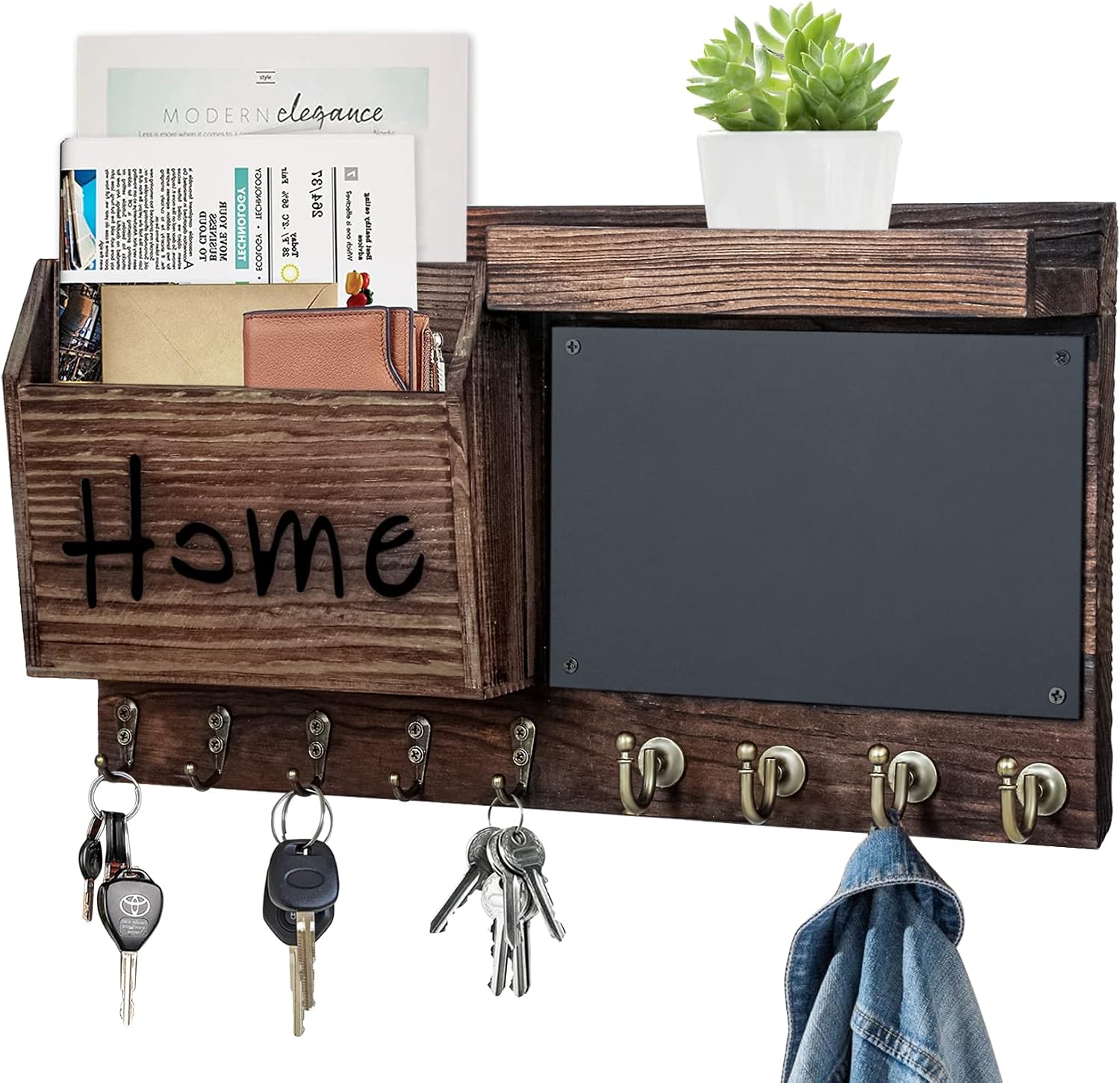 Amazon.com: LIDTOP Wooden Key Holder and Mail Organizer for Wall Mount ...