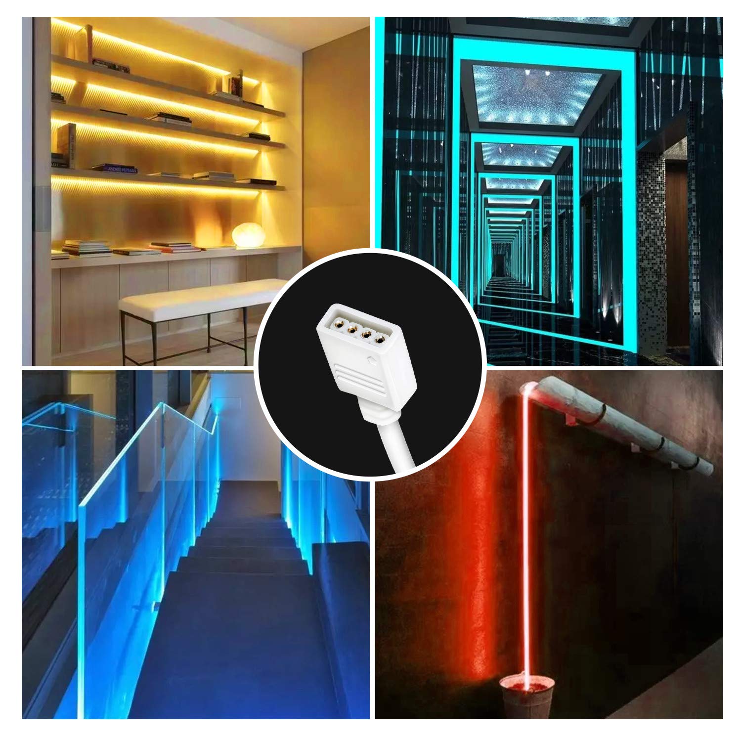 Snapklik.com : 2 Pack 6.6ft LED Extension Cable, Nelyeqwo LED Strip ...