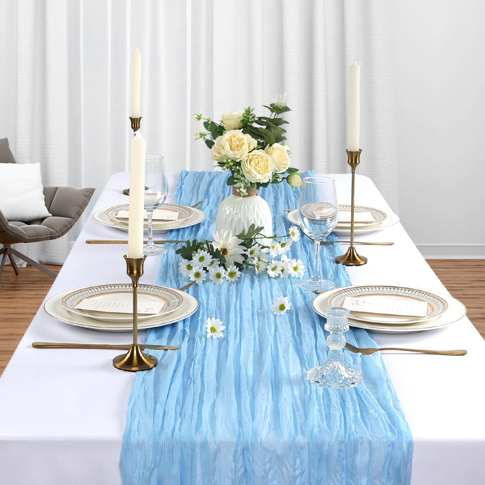 Snapklik.com : 6 Pack Baby Blue Cheesecloth Table Runner 10Ft Gauze ...