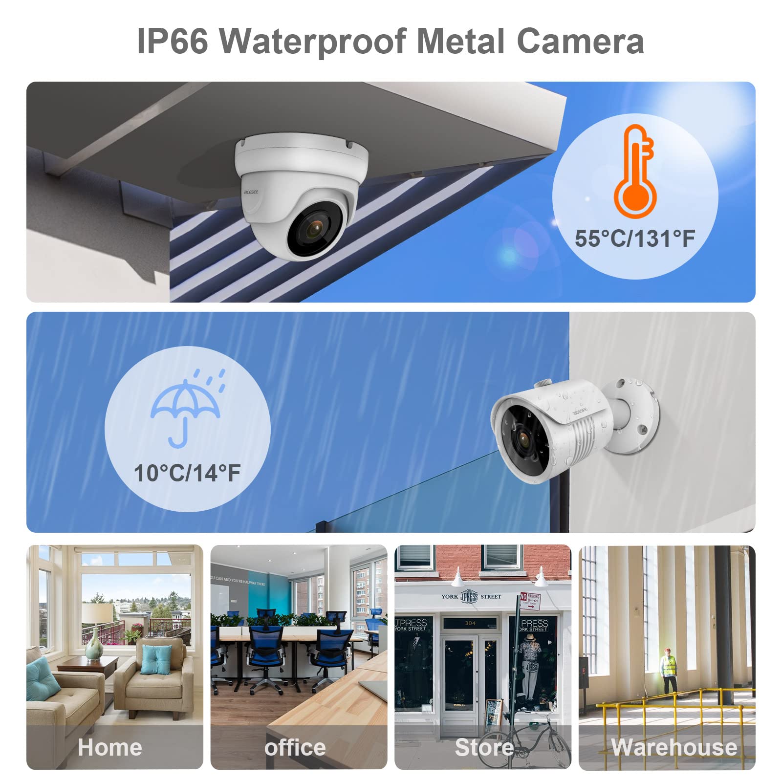 PoE 4K Wireless Security Camera System 8CH, Acesee 4pcs 8MP Outdoor ...