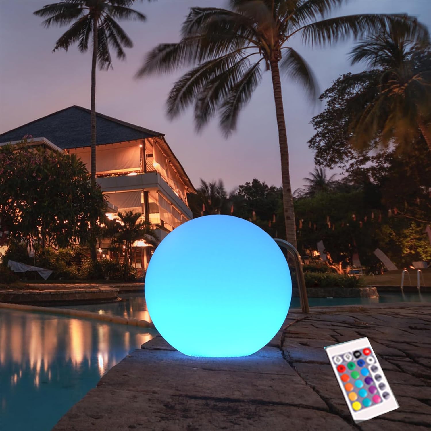 7PANDAS Solar Powered LED Ball Light, 16 RGB Color Changing Outdoor ...