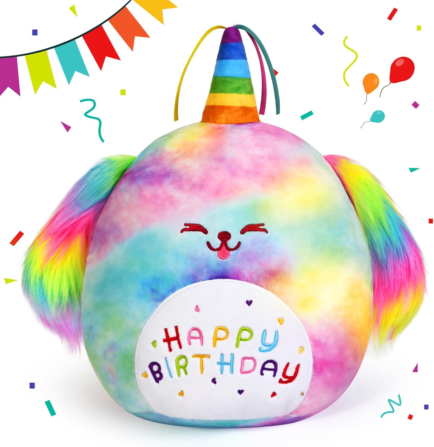 Amazon.com: KMUYSL Cat Plush Toy Birthday Kitty Plush Pillow, Soft Cute ...