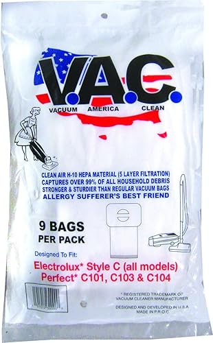 VACUUM AMERICA CLEAN VAC 15 FITS Perfect C101/C103, ELECTROLUX Canister Type C H-10 HEPA ...
