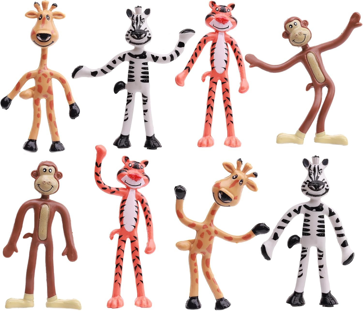 Amazon.com: Bendable Zoo Animals 4 inch Wild Animal Toys in 4 Designs ...