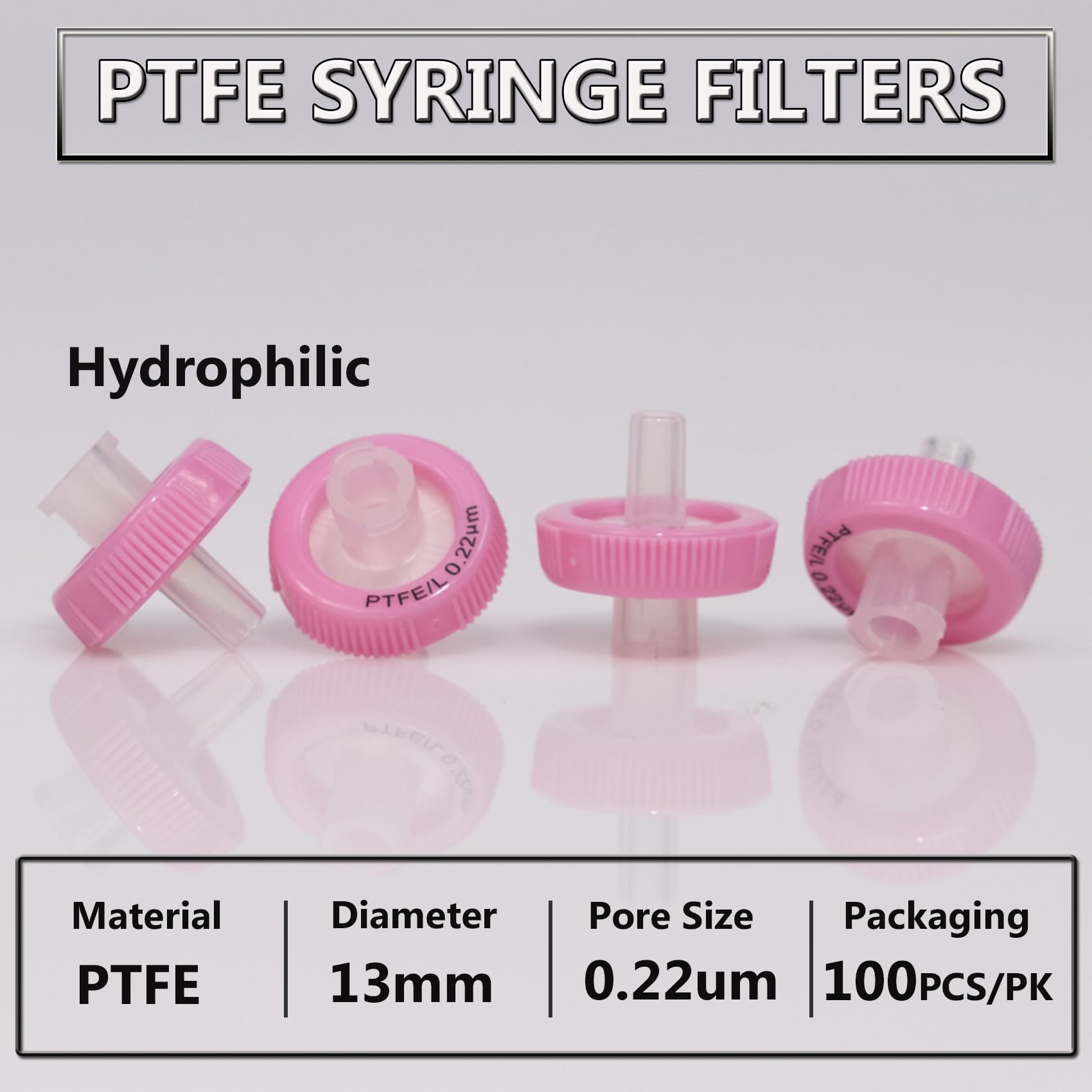 Snapklik.com : Syringe Filters PTFE Hydrophilic Filtration 0.22um 13mm ...