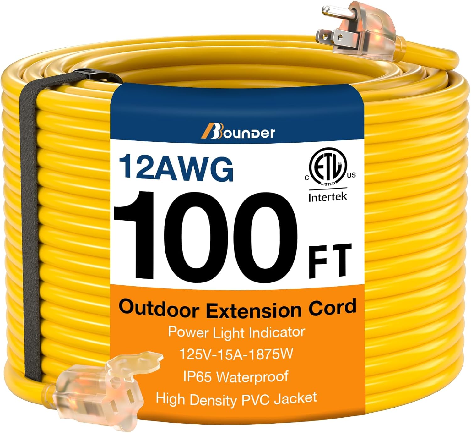 BBOUNDER Outdoor Extension Cord 100 FT Waterproof, 12/3 SJTW Heavy Duty ...