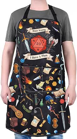 Amazon.com: PXTIDY Dice Geeky Apron D Gifts Don't Worry I Have A Plan ...