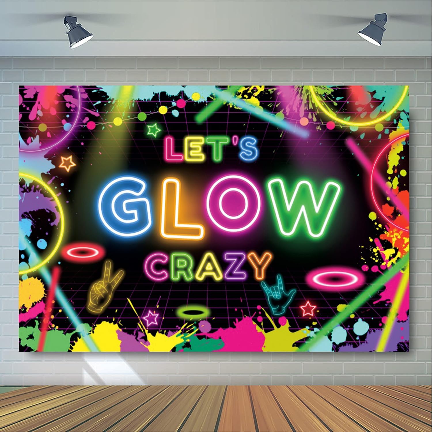 Amazon.com : GKLEASG 7x5ft Let's Glow Crazy Backdrop Neon Glow in The ...