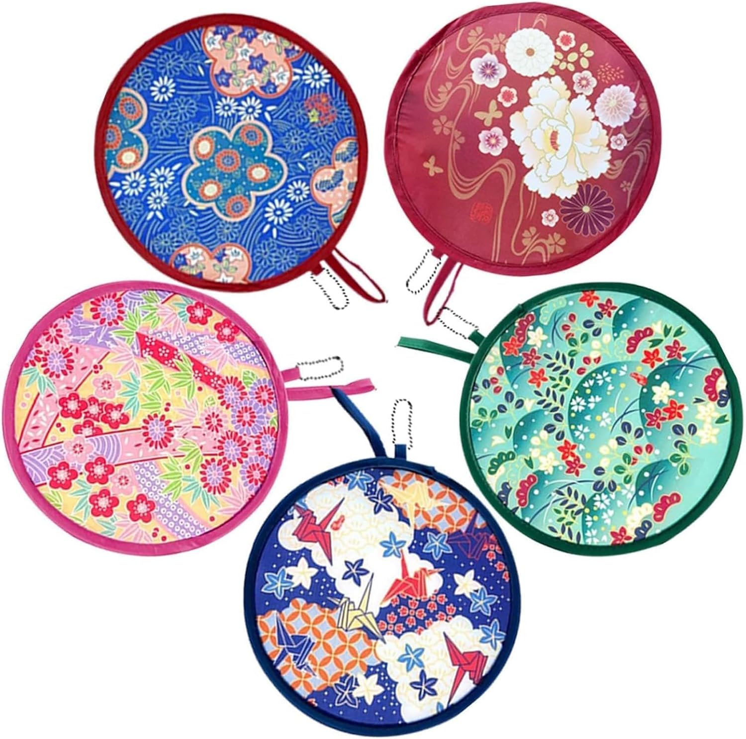 NZPACB 5 Pcs Round Folding Hand Fan, Folding Fan, Hand Fan Folding ...