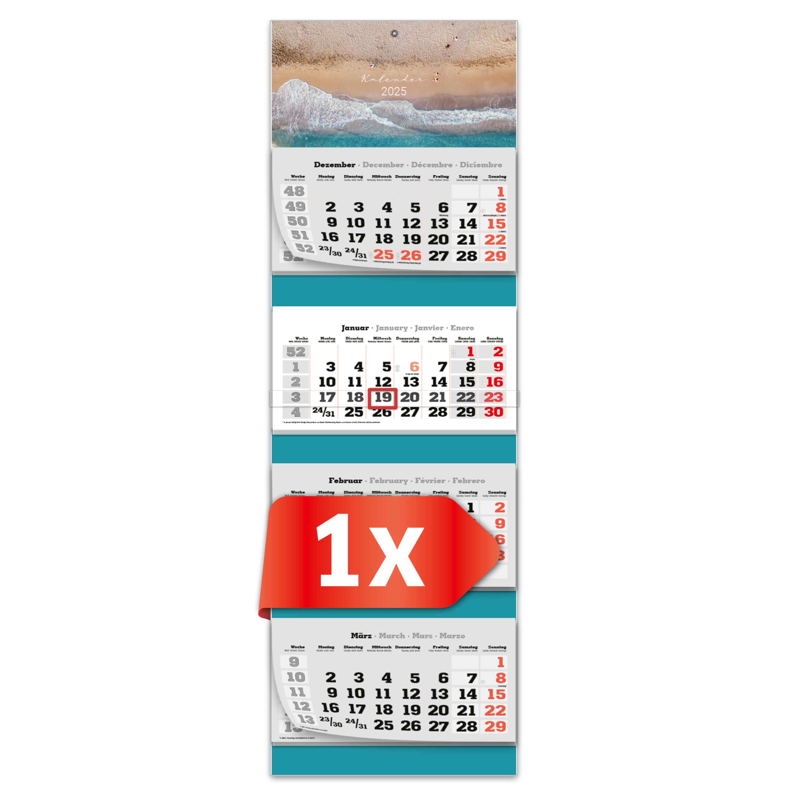 PRIMUS PRINT XXL Kalender 2025 - Mehrblock Wandkalender - 4 ...