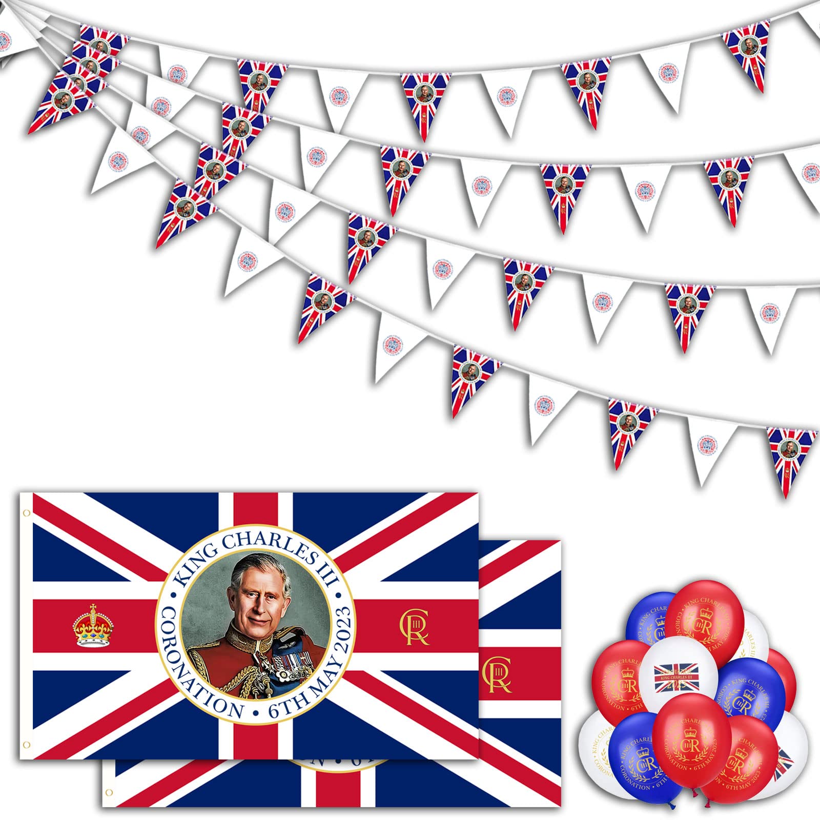 Kardition Coronation decor – 40PCS Fabric Coronation Bunting (10M), 3ft ...