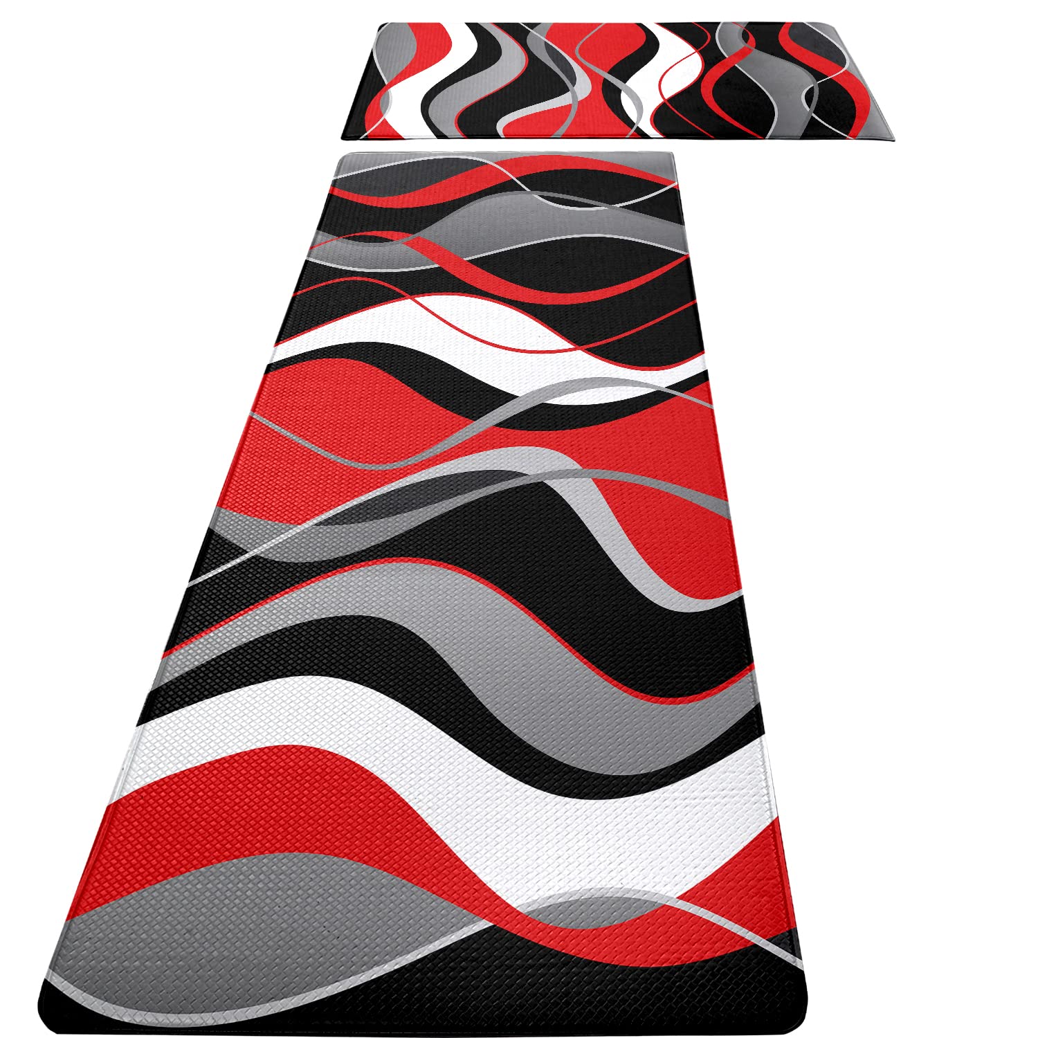 Amazon.com: FNLNDO Red and Black Kitchen Rugs and Mats for Floor Anti ...