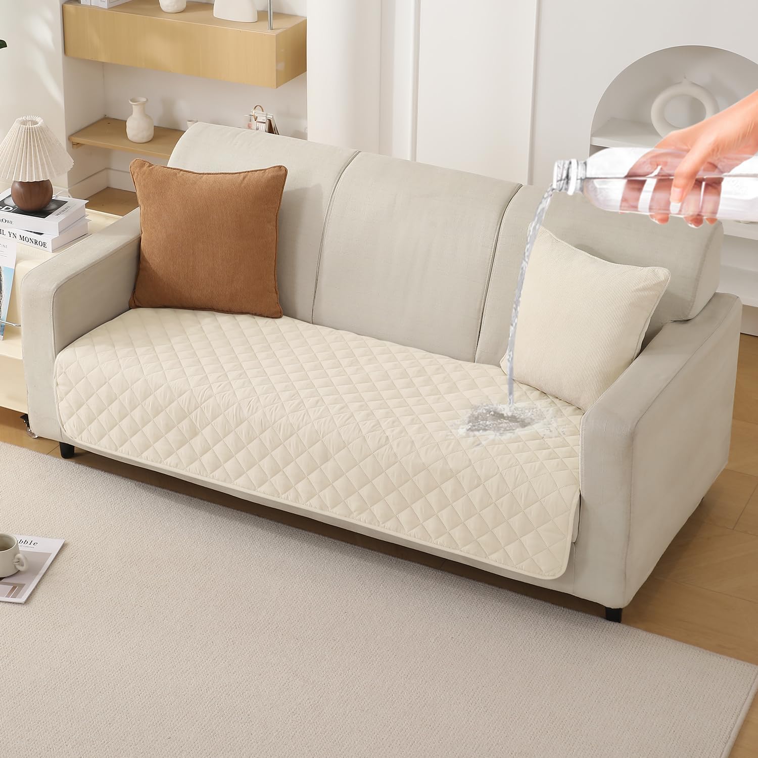 HOKIPO Polyester Printed Quilted Sofa Cover Mats For L Shape And 1/2/3 ...