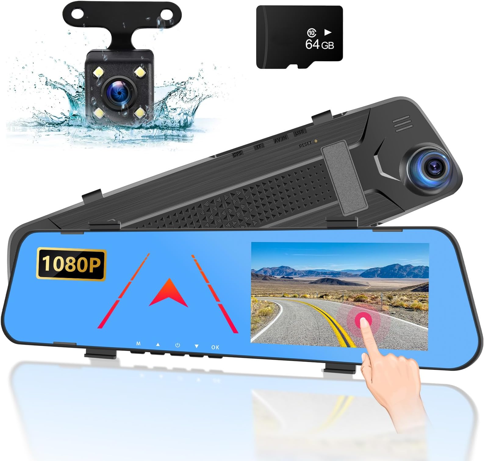 Amazon.com: 4.5 Inch Rear View Mirror Camera for Car with 64G TF Card ...